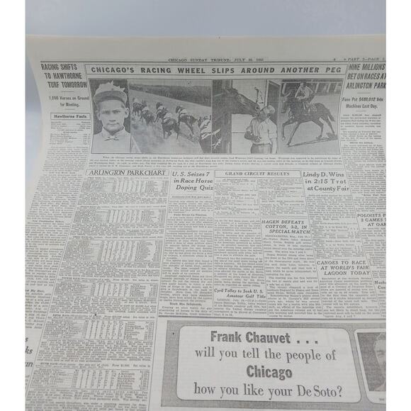 Vintage | Other | 933 Newspaper Page Chicago Horse Racing Jack Westrope ...